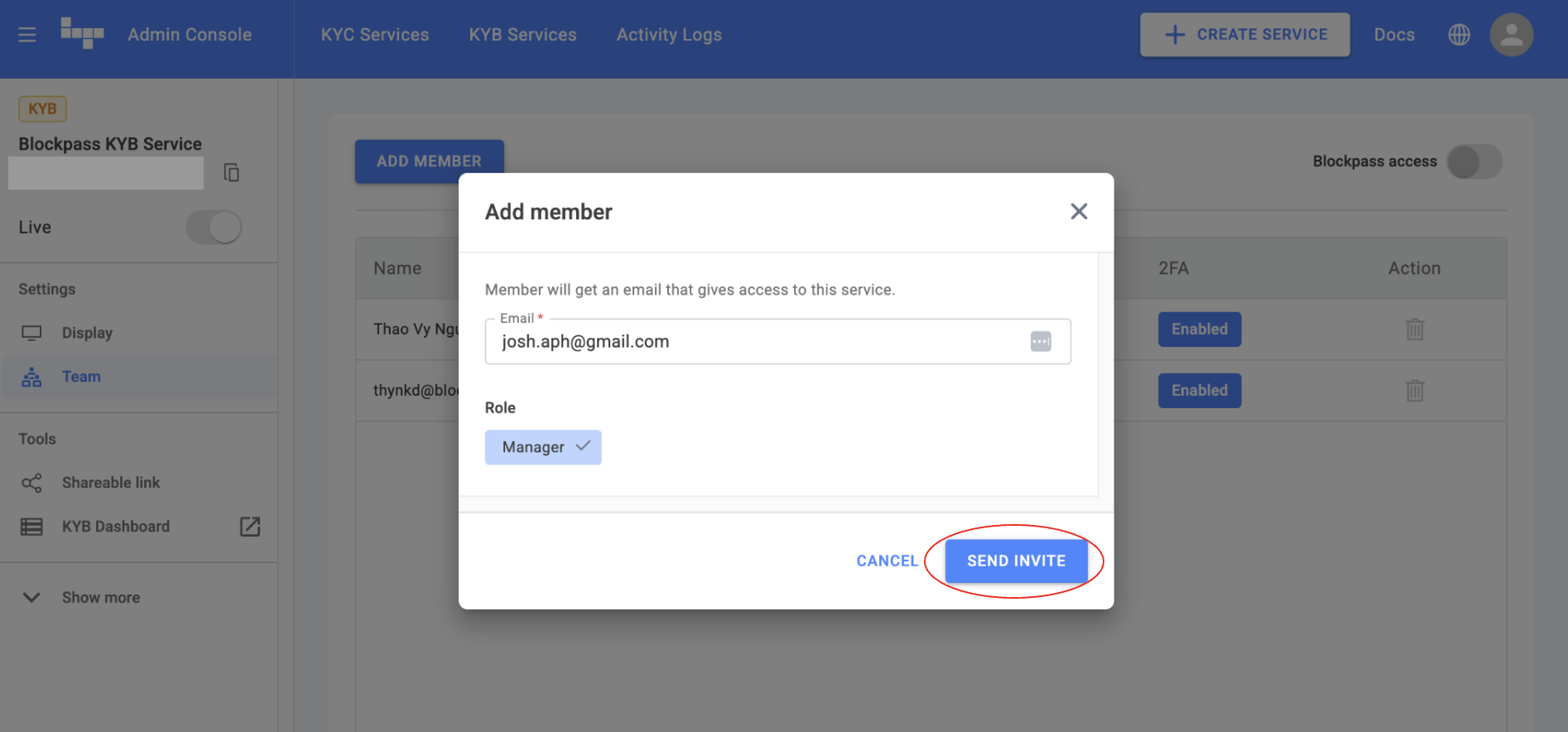 KYB Service Management and Access – Help | Blockpass Support